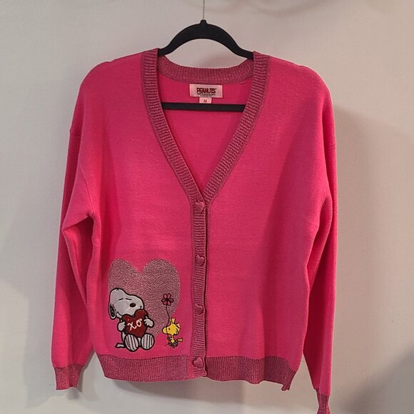 Peanuts | Sweaters | Peanuts Hot Pink Snoopy Cardigan | Poshmark